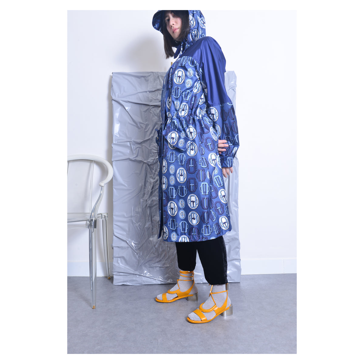 Printed Hooded Zip Up Sport Coat – n| pose